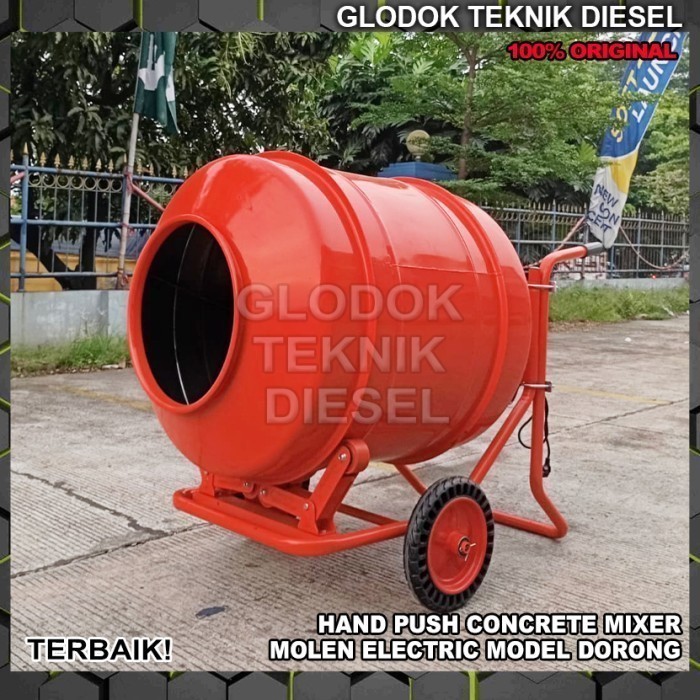 Jual Mesin Molen Dorong Elektrik 350 LITER + Penggerak Dinamo Motor Listrik Alat Aduk Semen ...