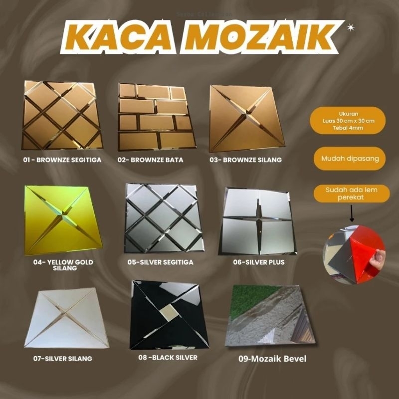 Jual Kaca mozaik tile kaca 3D dekoratif 30 × 30 untuk dekorasi dinding ...