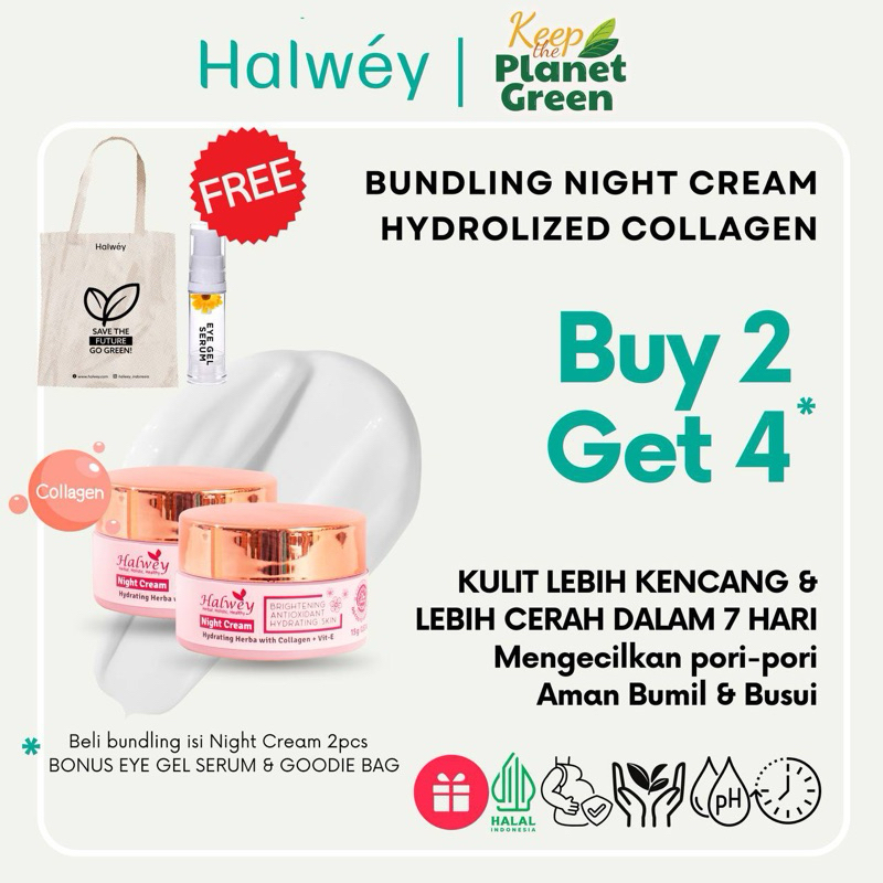 Jual [HALWEY PROMO] KRIM MALAM NATURAL COLLAGEN PUDARKAN FLEK & BEKAS ...