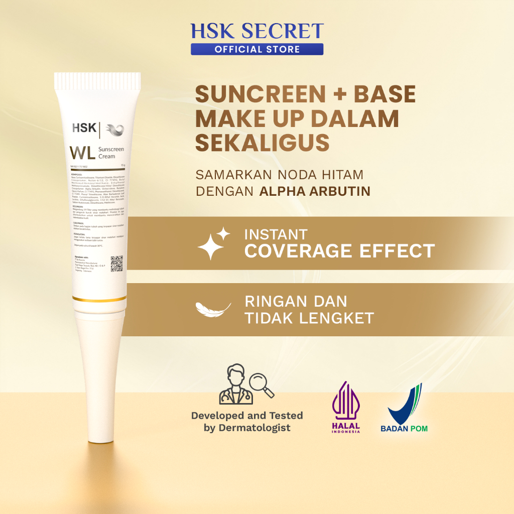 Jual HSK Secret WL Sunscreen SPF 50 PA+++ | Daily Tinted Brightening ,Perlindungan Maksimal dari ...
