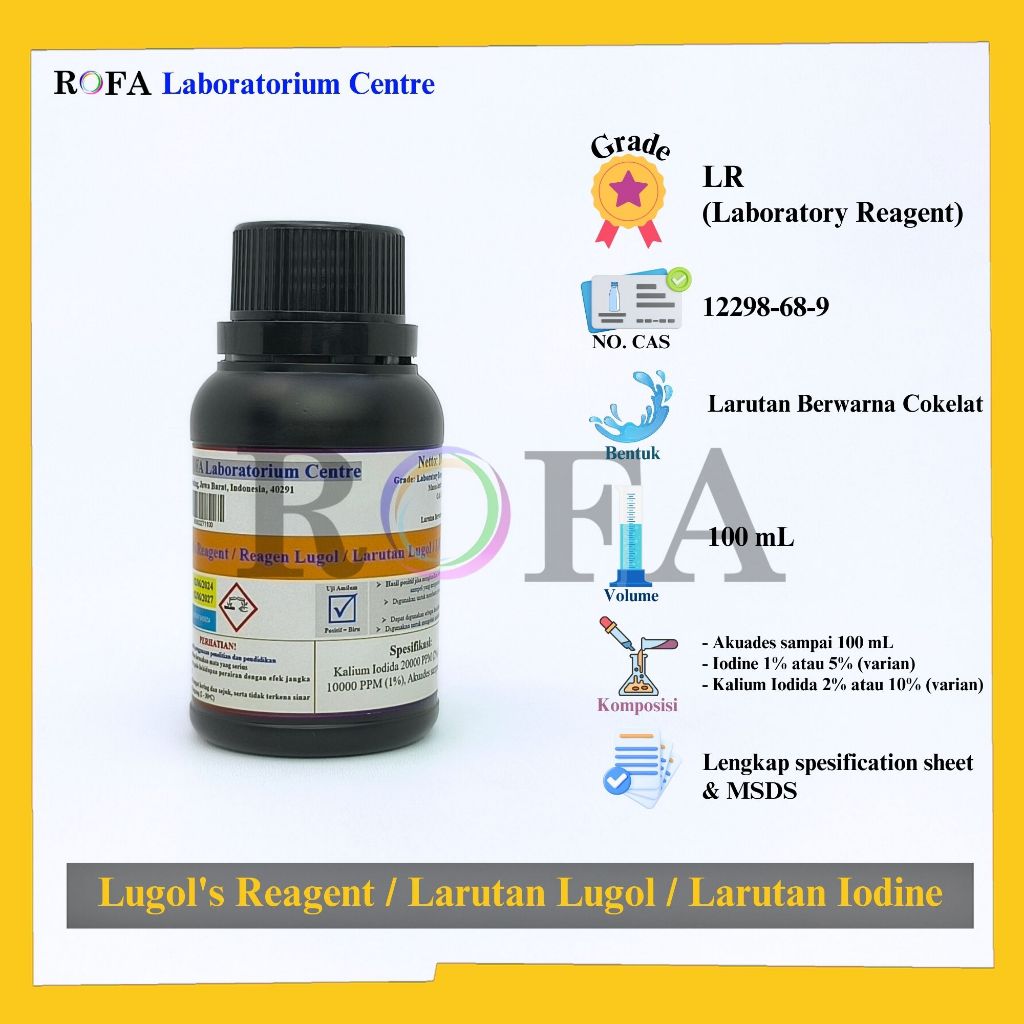 Jual Larutan Lugol / Lugol Solution / Reagen Lugol / Larutan Iodine / Larutan Uji Amilum 1% - 5% ...