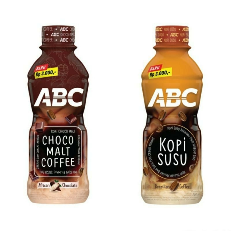 Jual ABC DRINK BOTOL KOPI SUSU/CHOCO MALT 200ML DUS ( 12 BOTOL ...