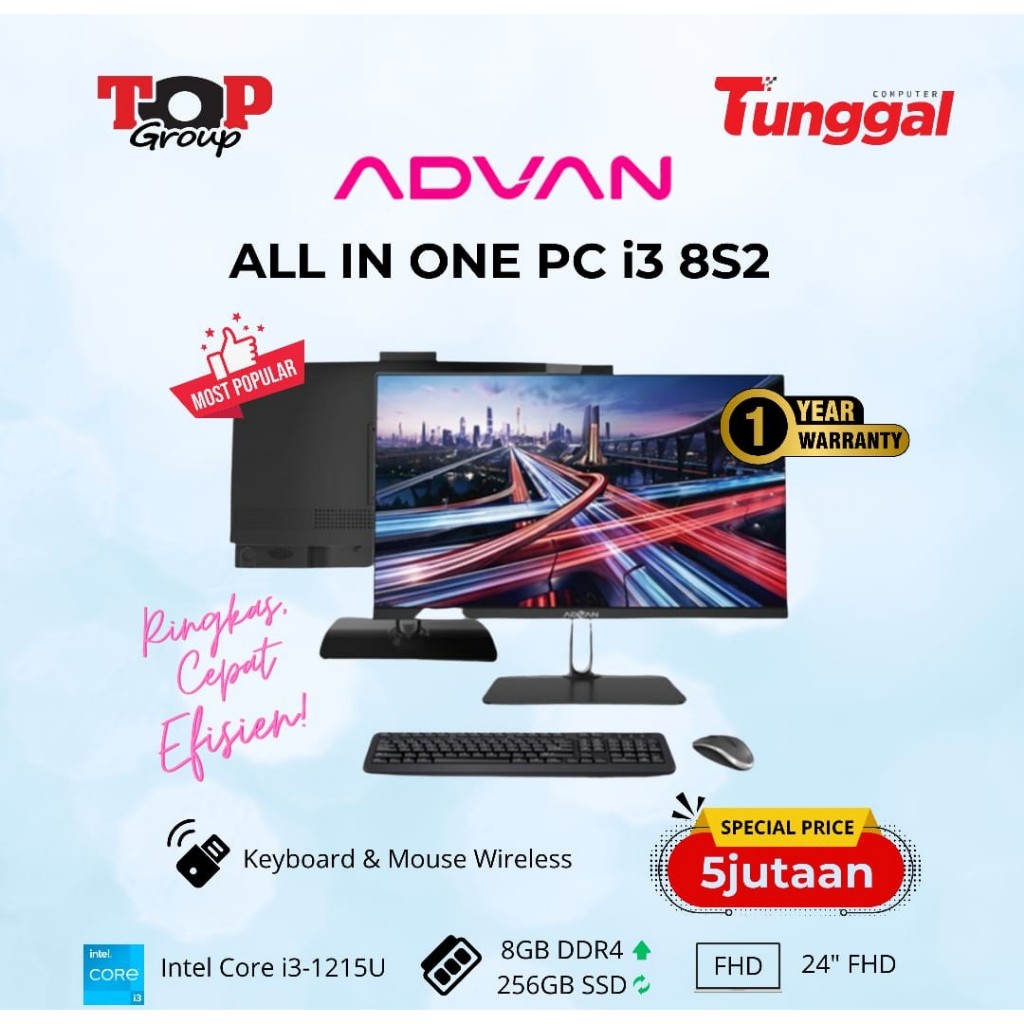 Jual TOP COMPUTER | PC All-in-One Advan One A-8S2 Intel Core i3-1215U ...
