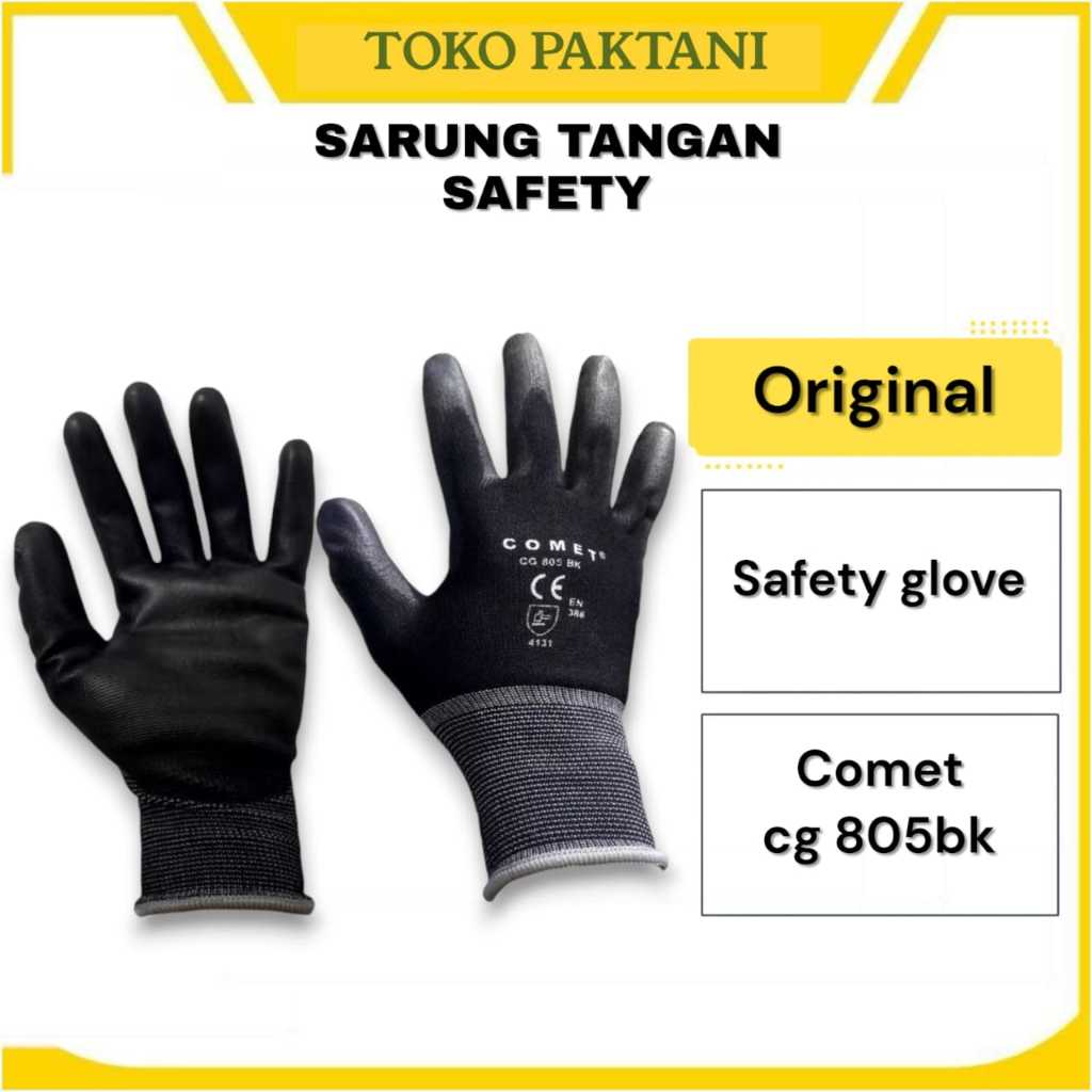 Jual Sarung Tangan Safety Kerja Mekanik - Comet Cg 805bk M-L-XL - Karet ...