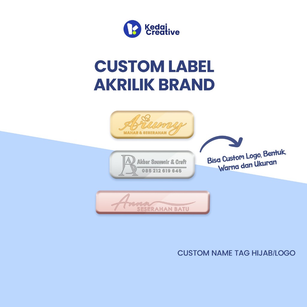 Jual Kedai Creative Custom Label Produk Akrilik Grafir Label Hijab Nama ...