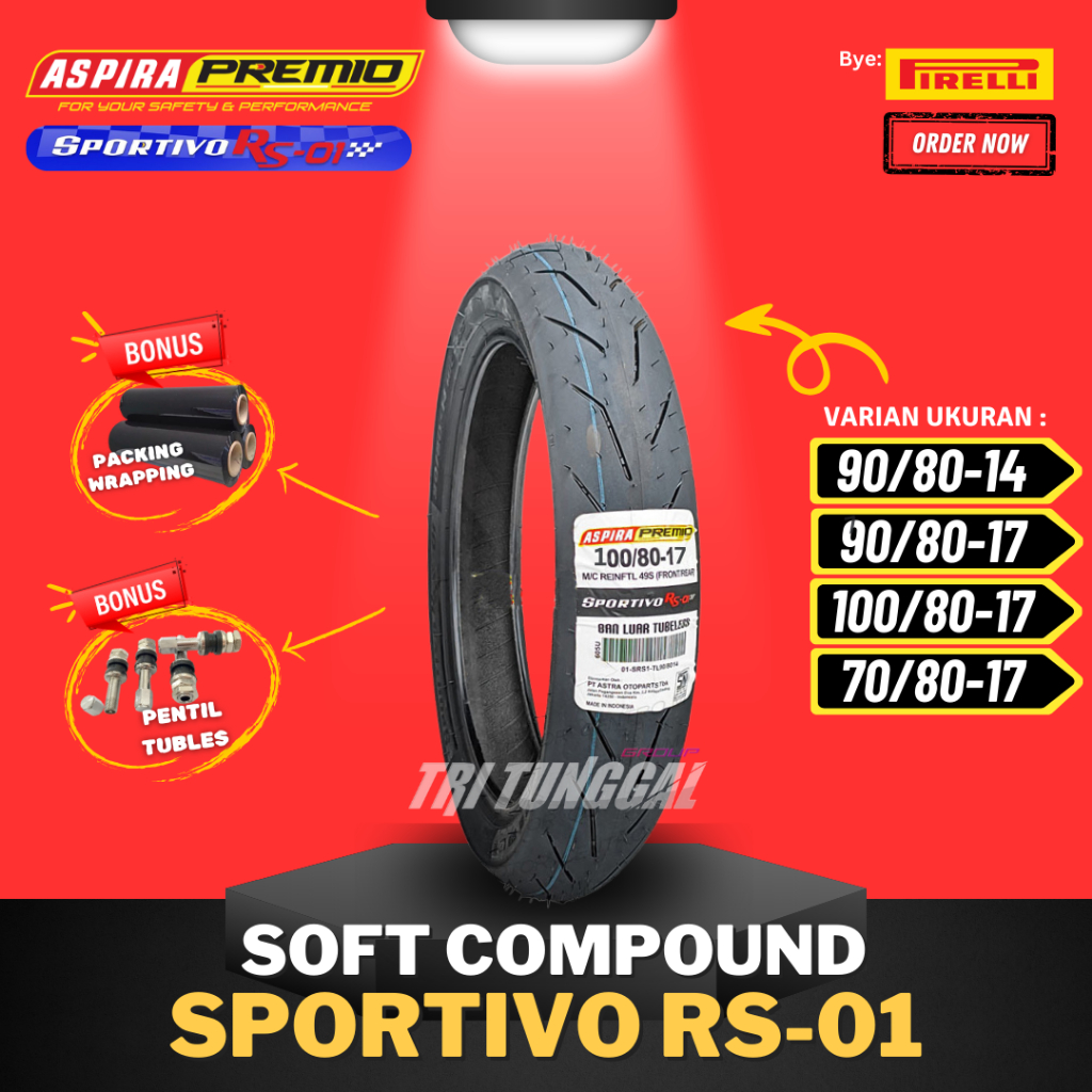 Jual [READY COD] BAN ASPIRA PREMIO SPORTIVO RS01 TUBELESS SOFT COMPOUND RING 17 RING 14 / BAN ...