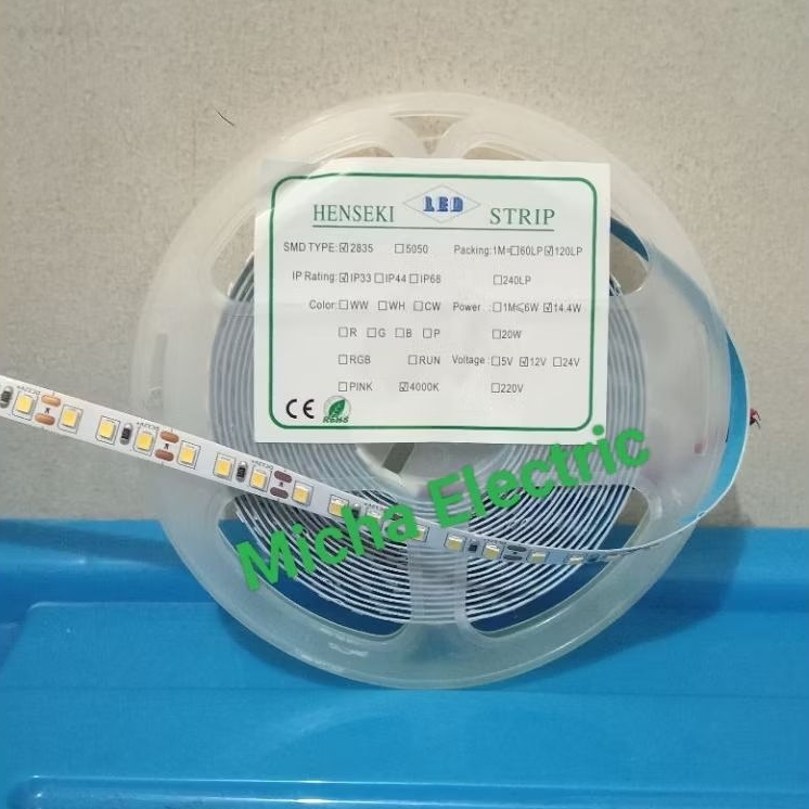 Jual LED Strip Henseki 2835 12V 120LED Indoor/ Strip Light 12V 2835 120mata IP33 | Shopee Indonesia