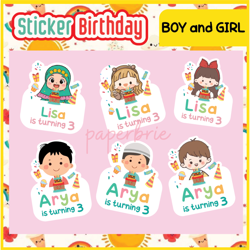 Jual Sticker Ulang Tahun Anak BOY and GIRL Sticker Bento Birthday ...