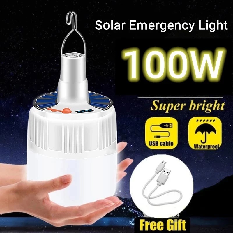 Jual [COD]lampu led t bulb bohlam emergency 100W solar panel Surya cell ...
