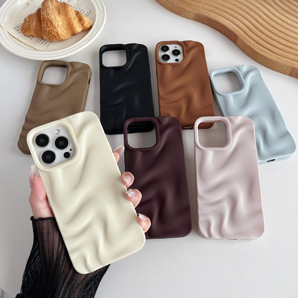 Jual 4D Diagonal Wave Case for iPhone 16 15 14 13 12 11 Pro XS MAX XR 8 ...