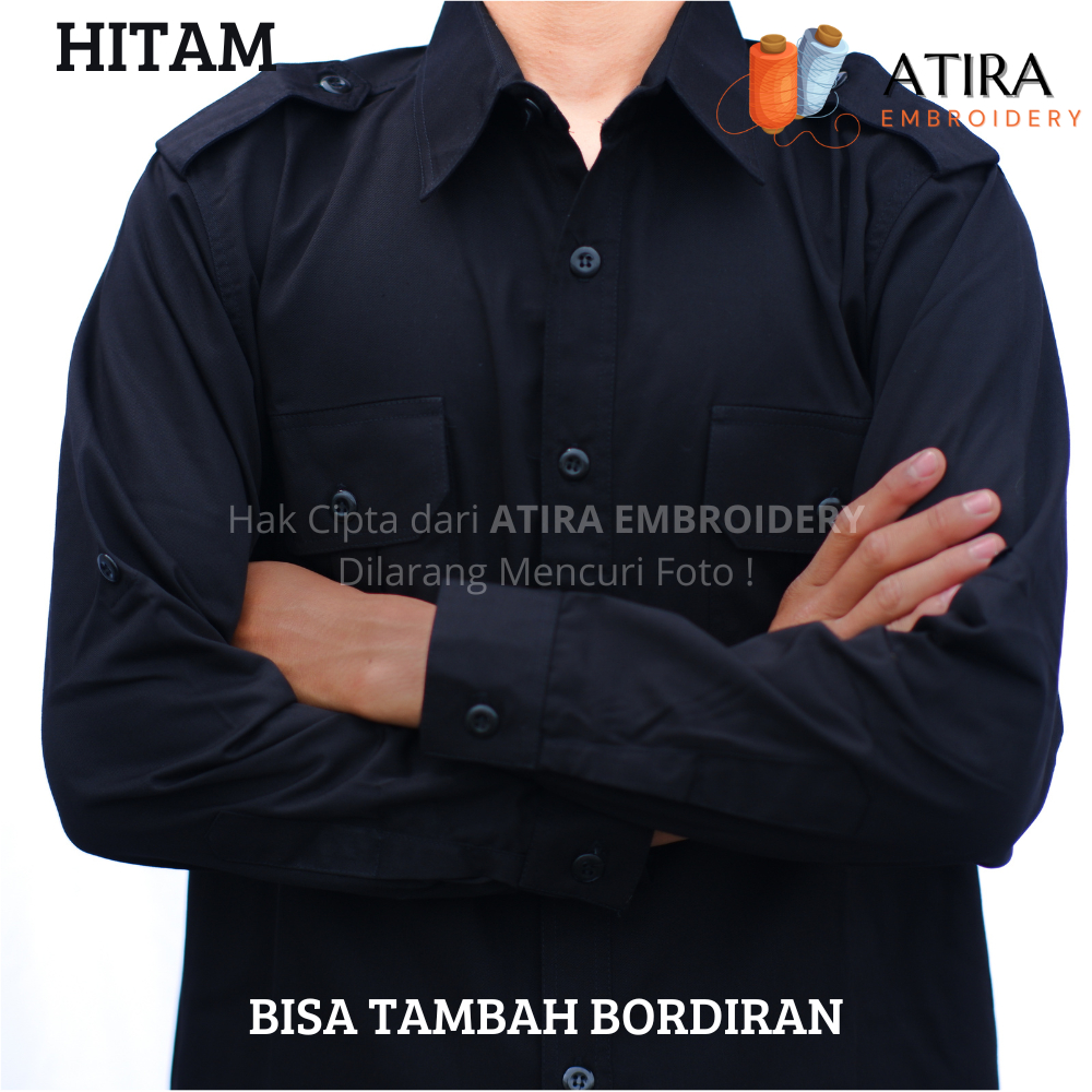 Jual KEMEJA PDH WARNA HITAM PANJANG - BASIC / LAPANGAN / PDL / FORMAL • BISA CUSTOM BORDIR ...
