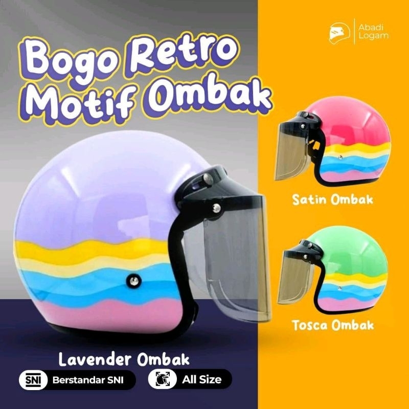 Jual Helm Bogo Dewasa Retro SNI Klasik Motif Ombak - Tampil Stylish ...