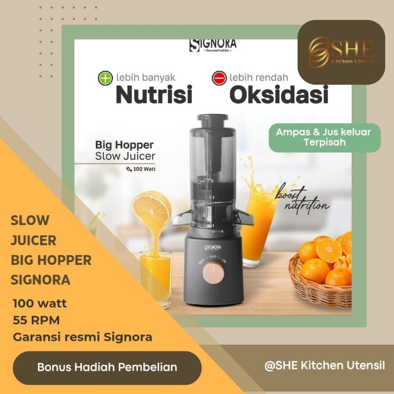 Jual Slow Juicer Signora Big Hopper Signora Cold Press Juicer Buah ...