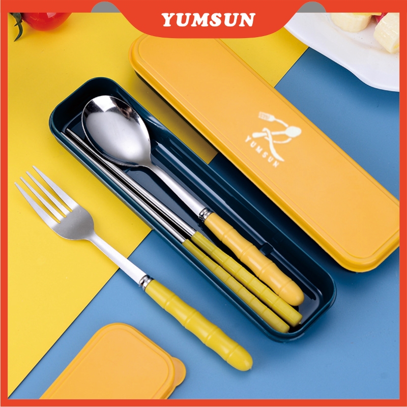 Jual YUMSUN Set Alat Makan Stainless Steel Berbentuk Bambu / Set Garpu ...
