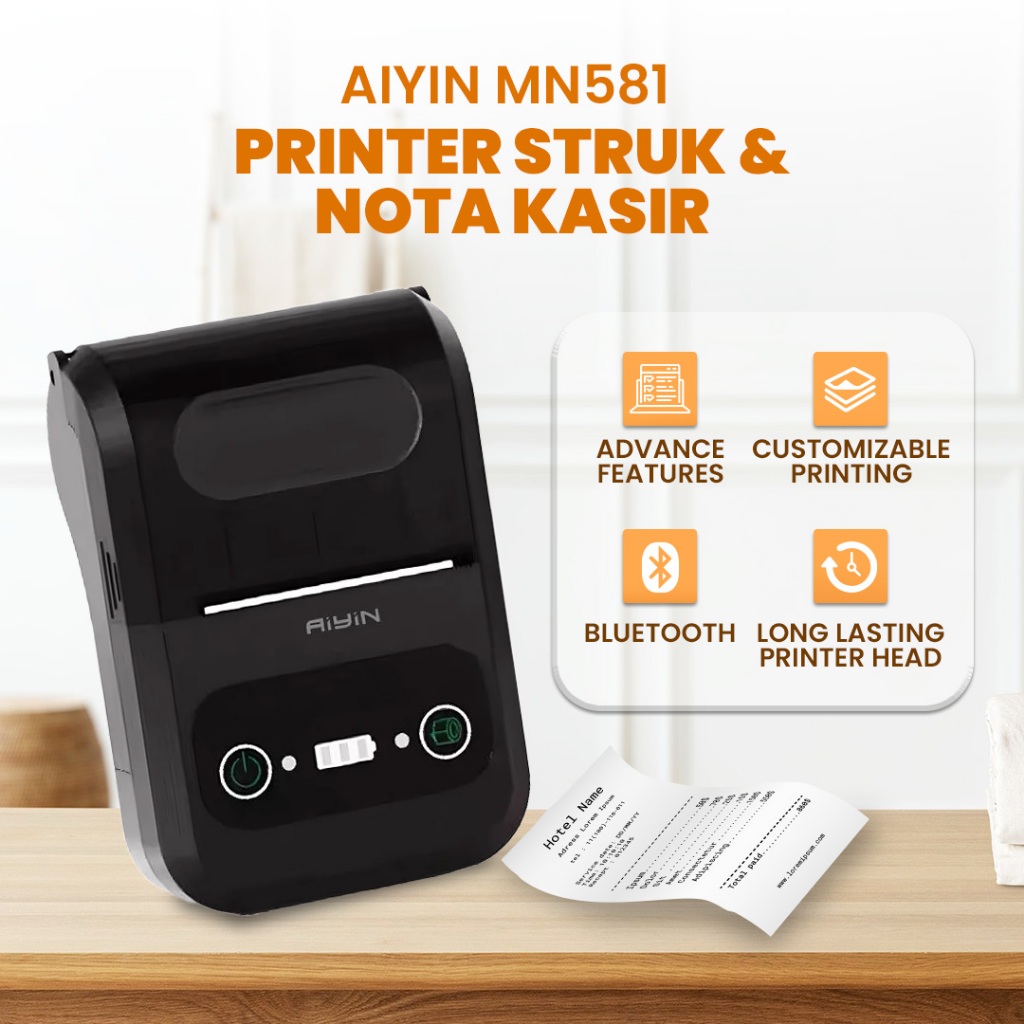 Jual AiYin MN581 - Printer Struk Dan Nota Kasir 58mm Portable - Thermal Label Receipt Printer ...