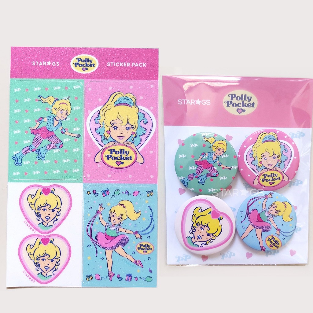 Jual Pin & Sticker Set Vintage Polly Pocket Roller Skate - fanmade ...