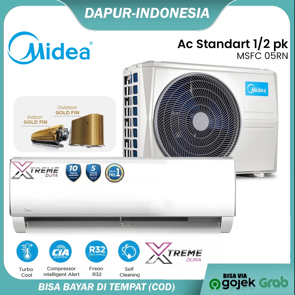 Jual AC MIDEA 1/2 PK + PASANG MIDEA MSFC 05RN | Shopee Indonesia