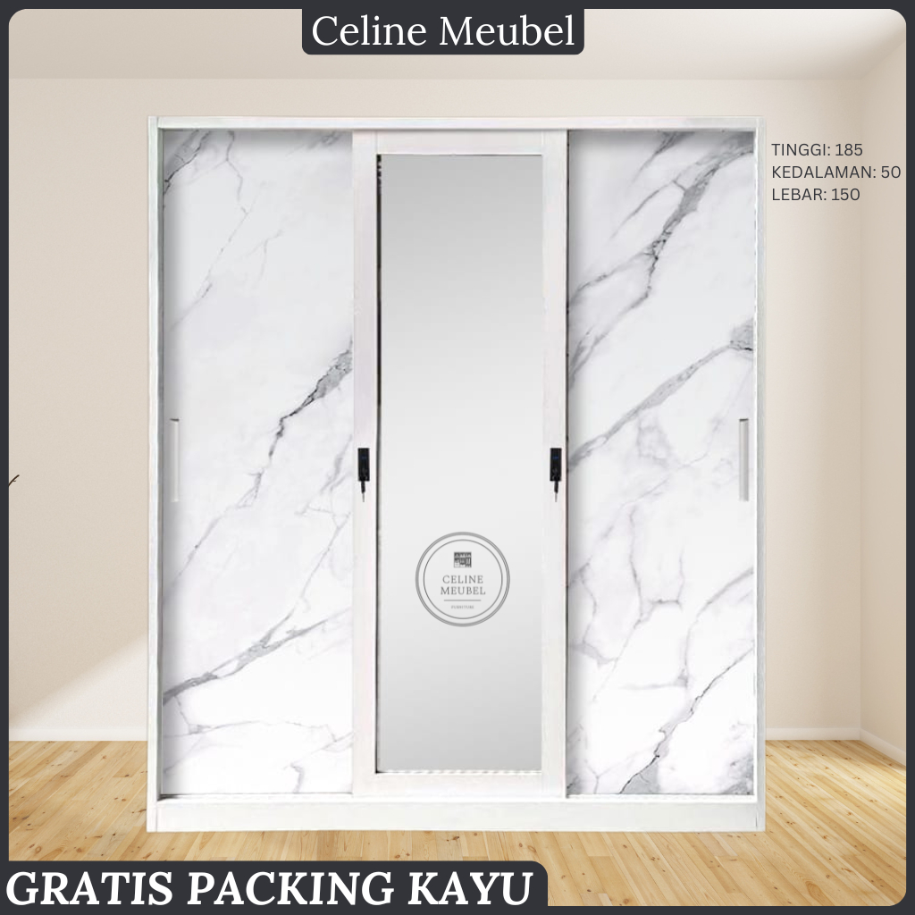Jual Lemari Baju Besi Sliding - Lemari Baju 3 Pintu - Lemari Baju Besi - Lemari sliding Baju ...