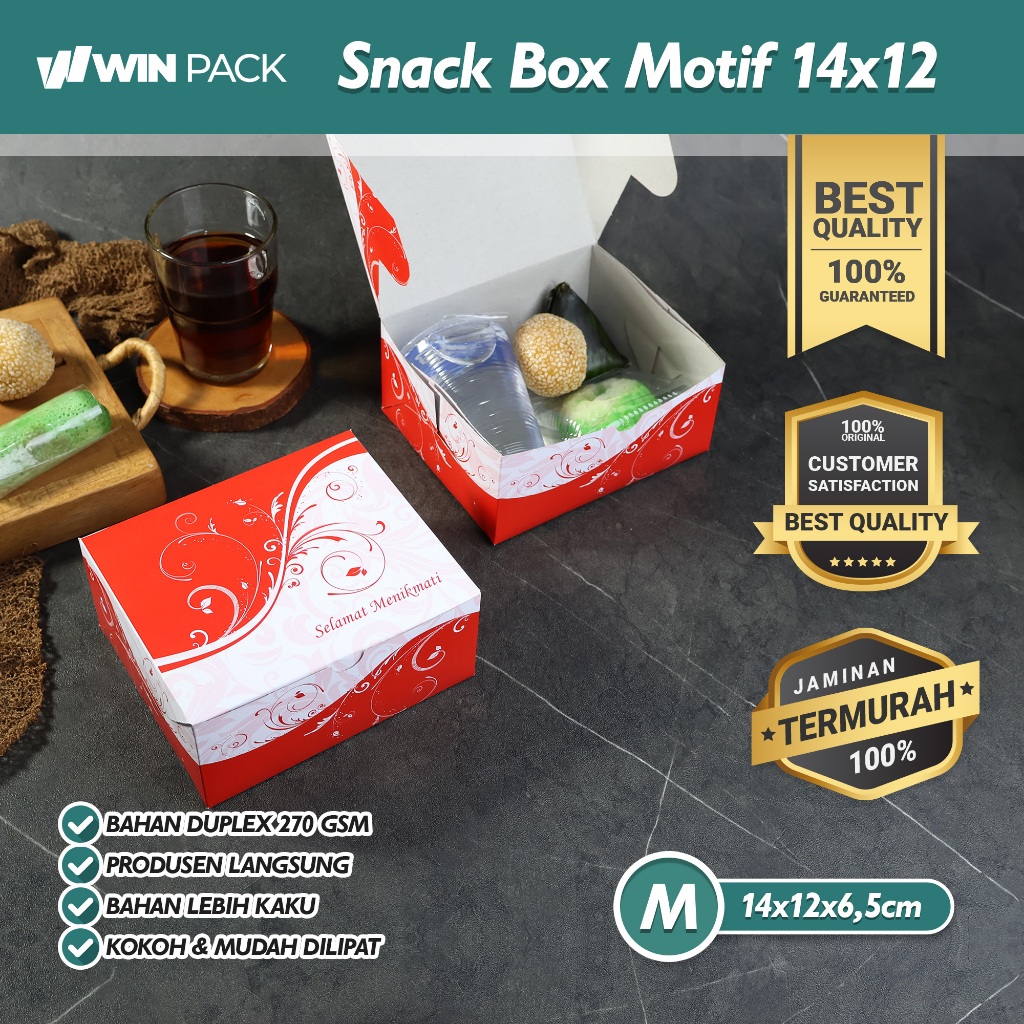 Jual (25 Pcs) Snack Box Dus Kue Putih Motif Classic Kekinian | Size ...
