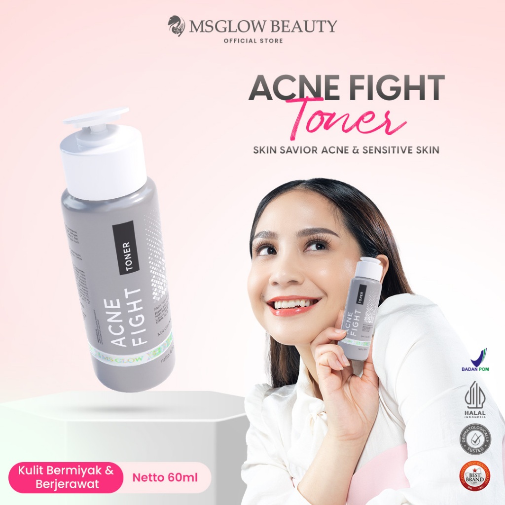 Jual MS GLOW - ACNE FIGHT TONER - 60 ML | Shopee Indonesia