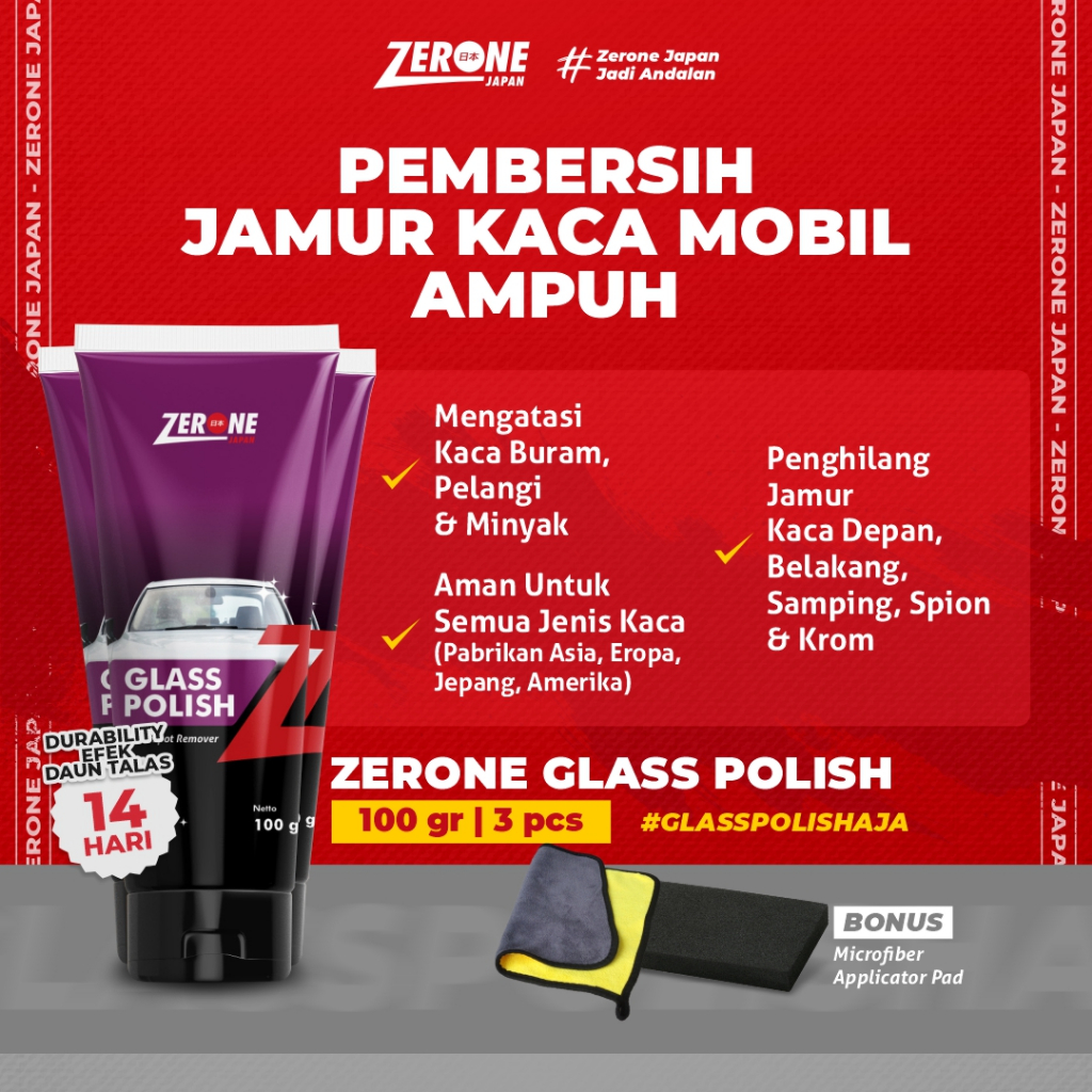 Jual Zerone Japan Glass Polish 100ml Pembersih Jamur Kaca Mobil - Tanpa ...