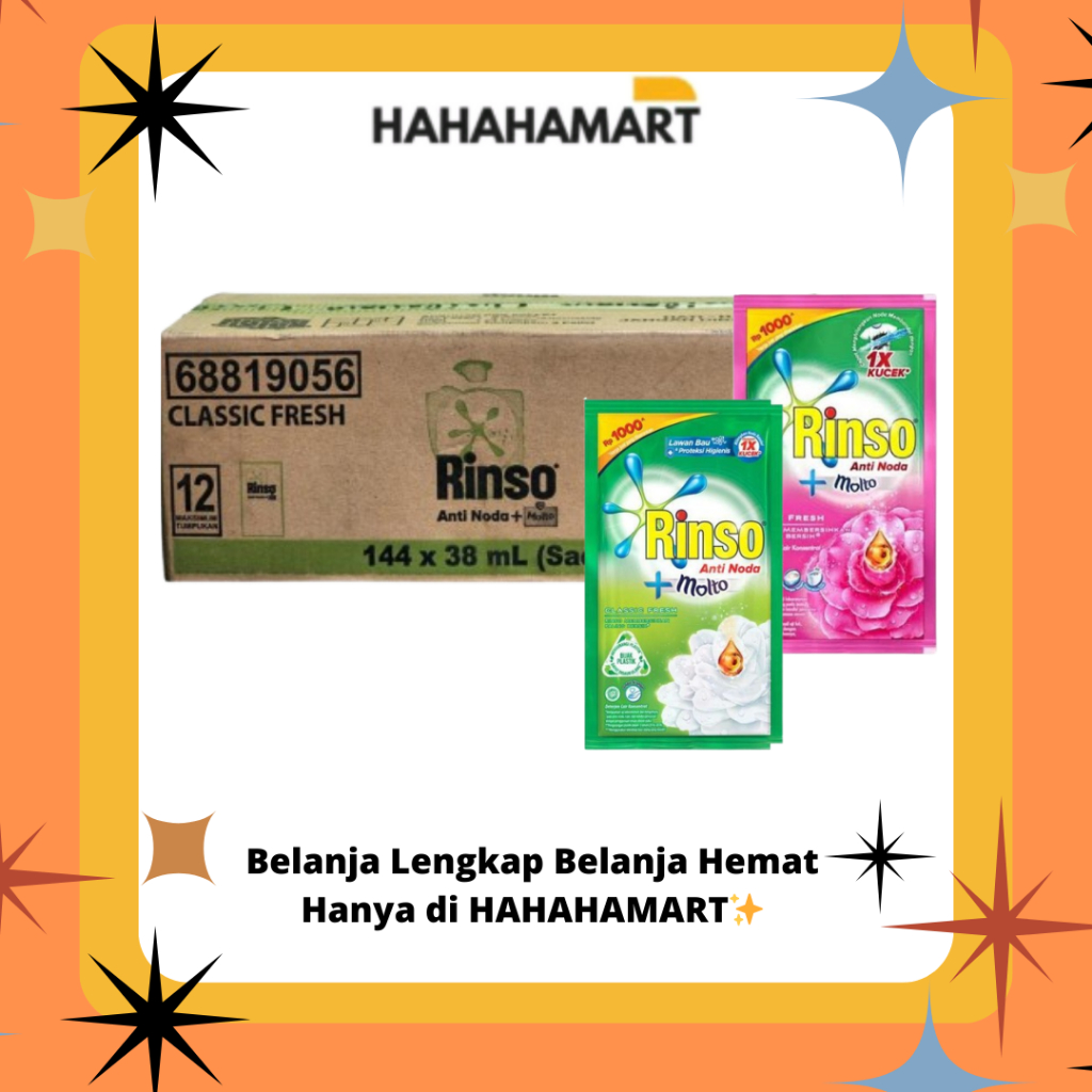 Jual Rinso Cair Ukuran 38ml Kemasan Sachet 1.000 Harga Karton Isi ...