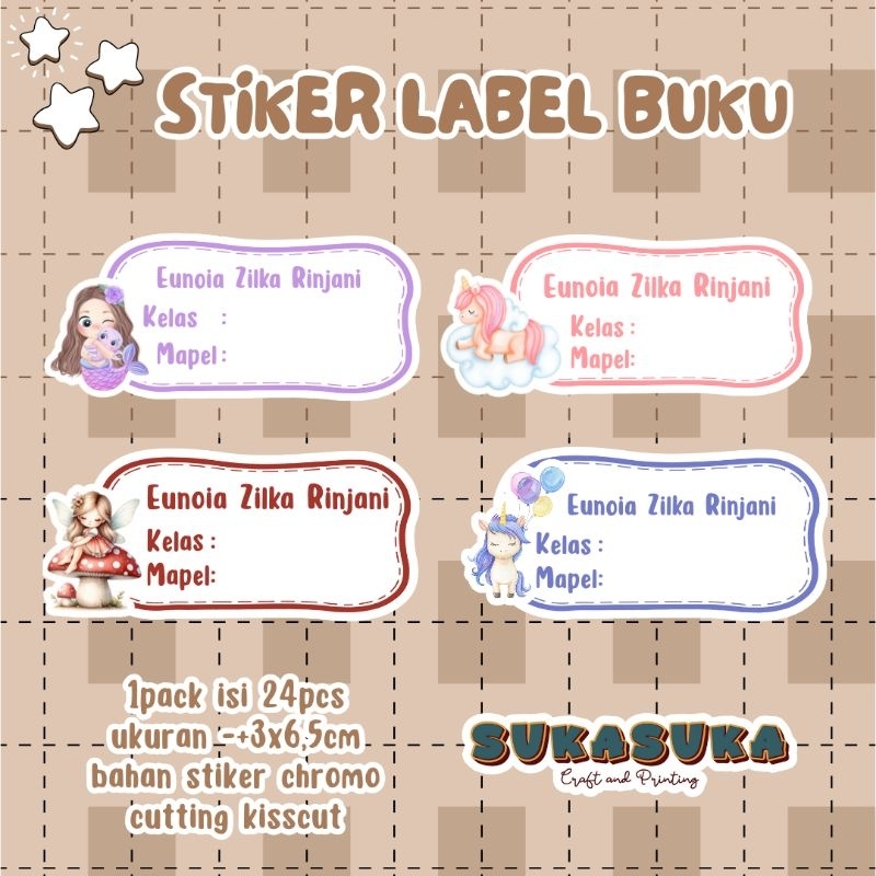 Jual stiker mapel custom / stiker label buku / stiker nama custom ...