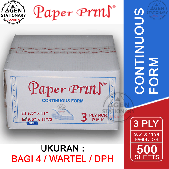 Jual KERTAS CONTINUOUS FORM PAPER PRINT 9.5 X 11 3 PLY DPH BAGI 4 NCR ...