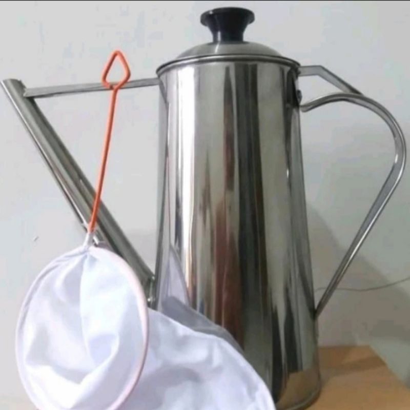 Jual Teko Thai Tea/Teko Teh Tarik Stainless Steel ukuran 24 cm-saringan ...