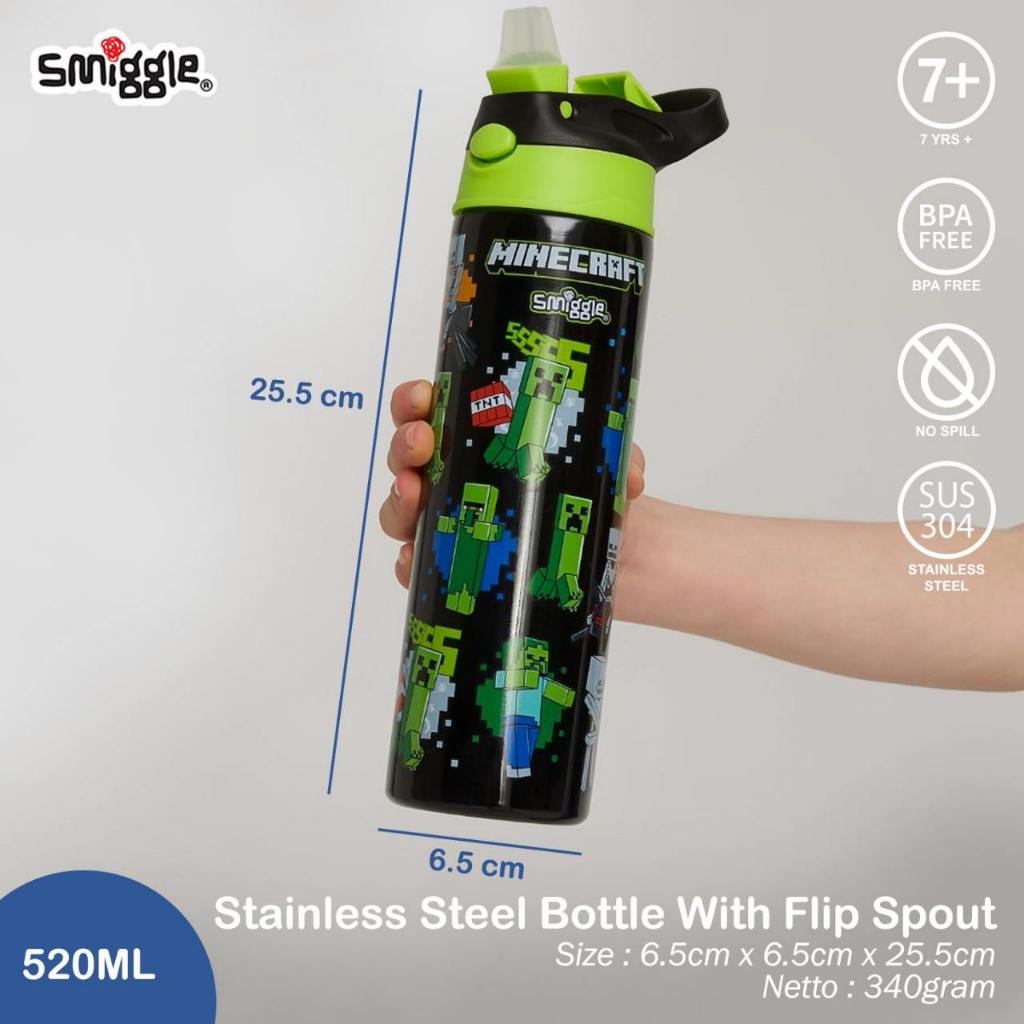 Jual SMIGGLE Botol Minum Stainless Steel Flip Drink Bottle / Botol Minum Anak 520ml | Shopee ...