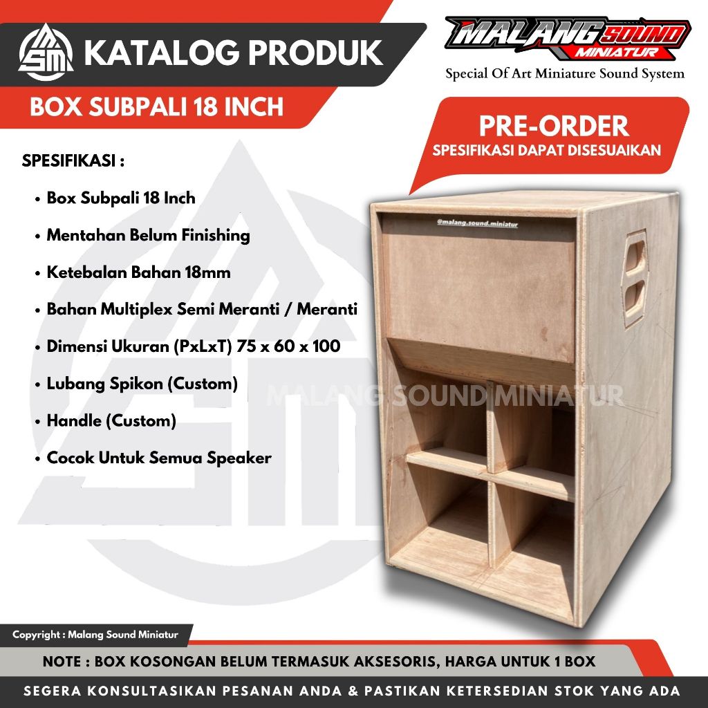 Jual BOX SUBPALI 118 (18 INCH) SINGLE 18MM SEMI MERANTI / MERANTI ...