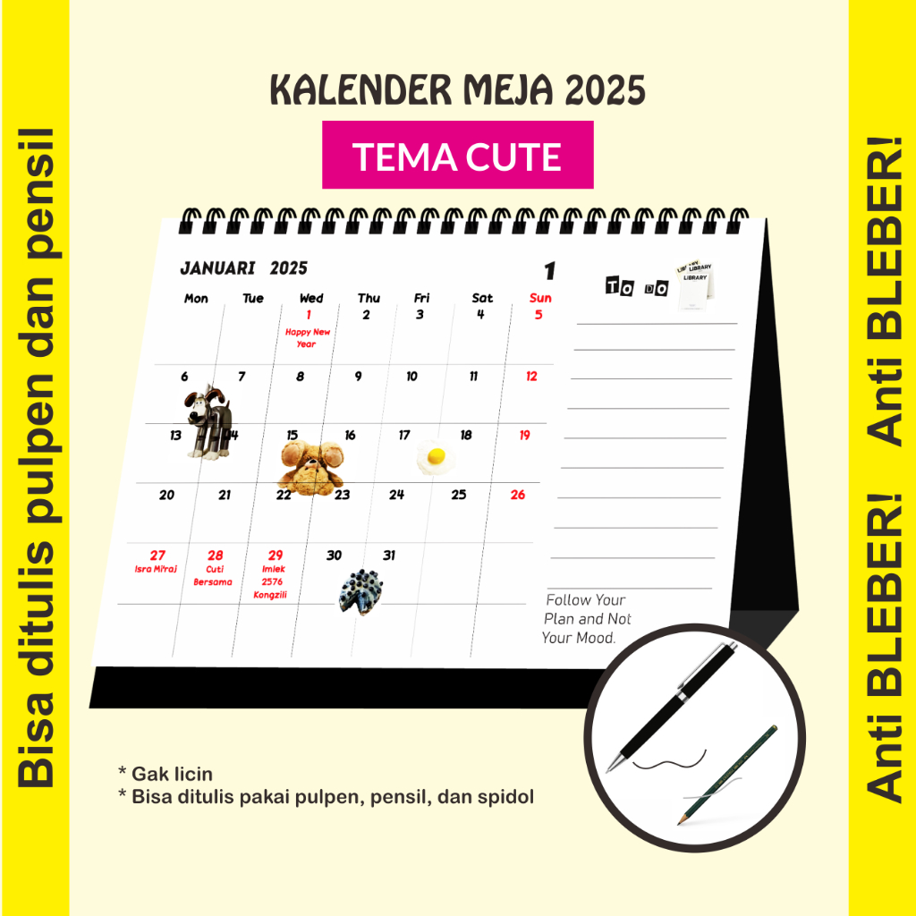 Jual [ Ruang Kreatif ] Kalender TEMA CUTE 2025 - Bisa Ditulis Pulpen ...