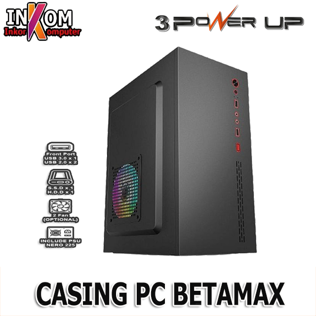 Jual Casing PC Betamax 3 Power up Plus PSU NERO 500 Watt M-ATX | Shopee ...