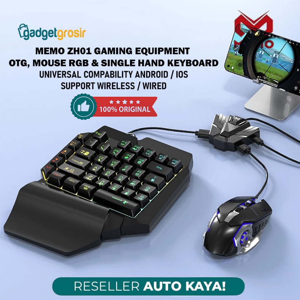 Jual MEMO ZH01 Keyboard Mouse Gaming RGB OTG Converter Adapter Konektor ...