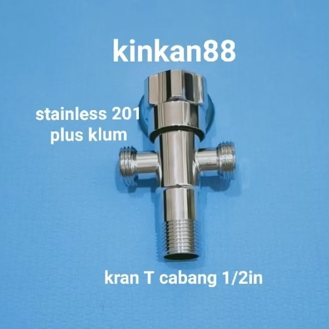 Jual Stop kran T cabang 2 Stainless 201 chrome/keran T 1/2in-stopkran T ...