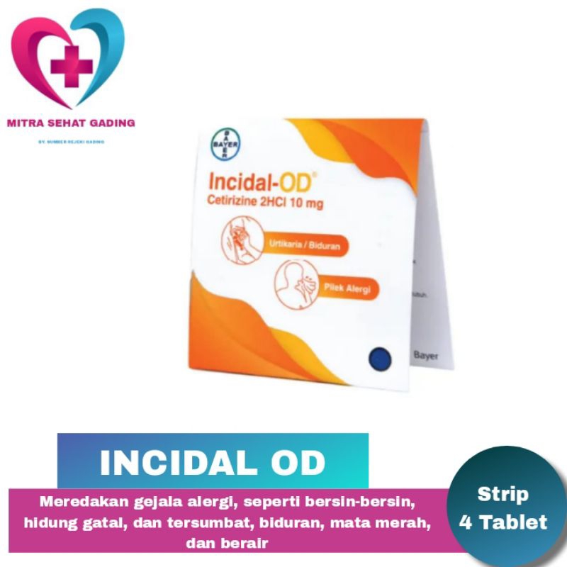 Jual Incidal OD Strip Isi 4 Tablet - Alergi/Gatal/Biduran/Flu/Pilek ...