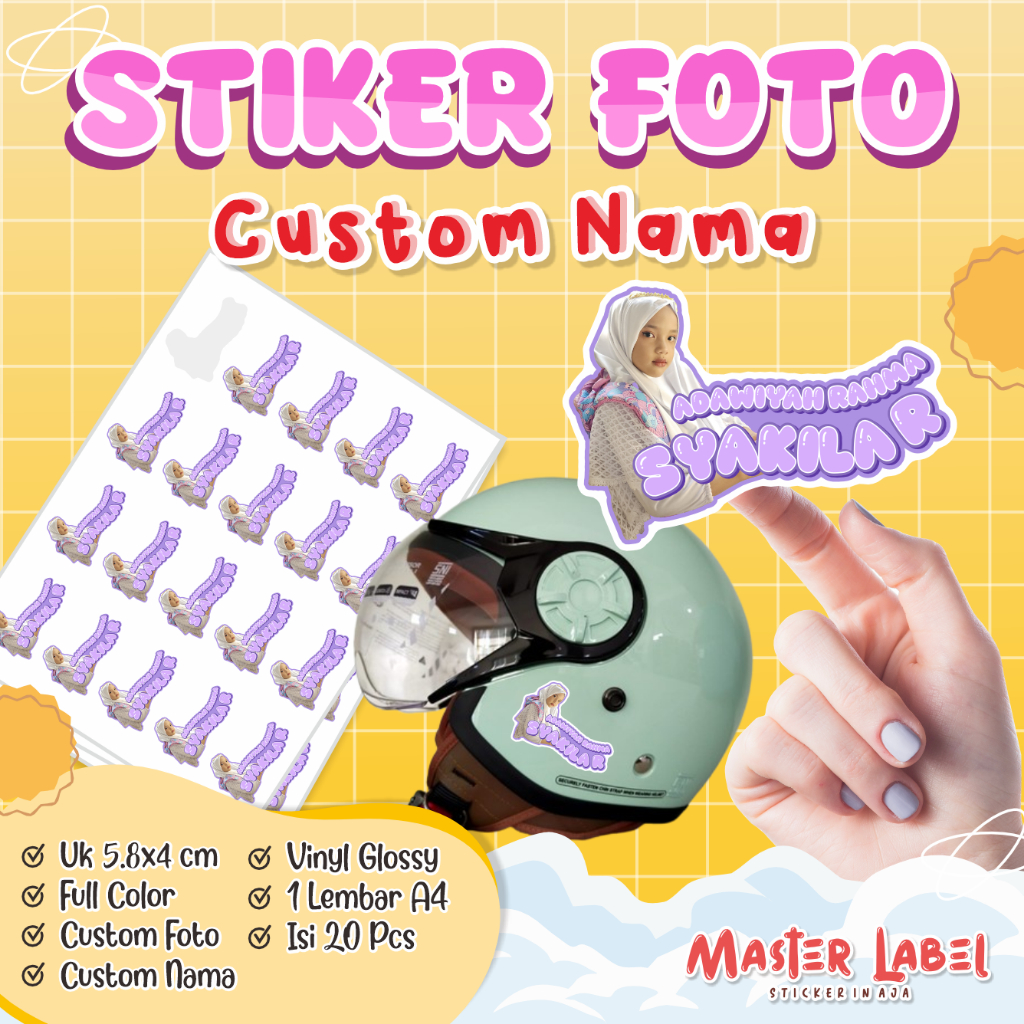 Jual STIKER 20PCS CUSTOM NAMA DAN FOTO Stiker Vinyl Foto Custom ...