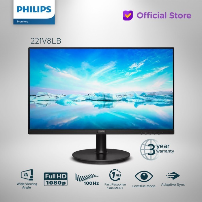 Jual LED MONITOR PHILIPS 221V8LB 22" VA FHD 100Hz 1MS VGA HDMI VESA ...