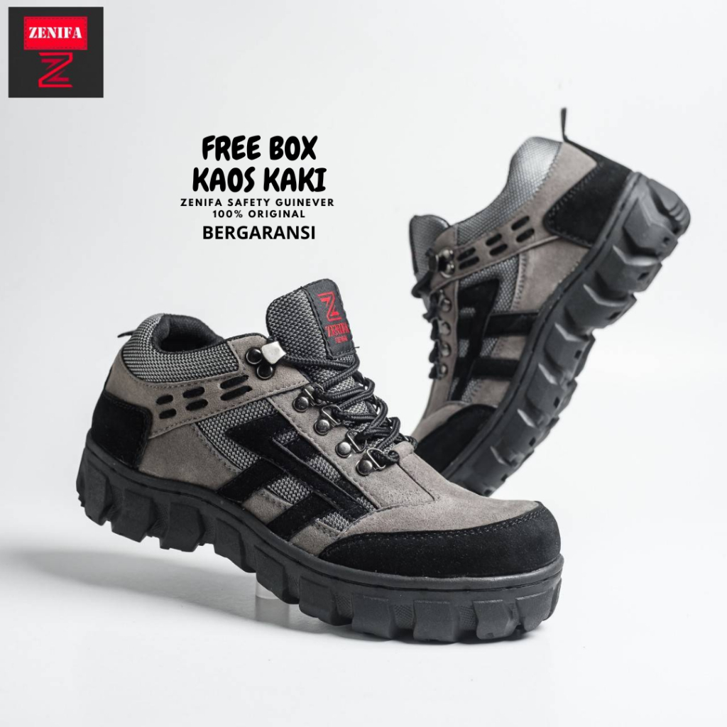 Jual Zenifa - Sepatu Safety Shoes Boots Pria Ujung Besi Anti Slip Kerja ...
