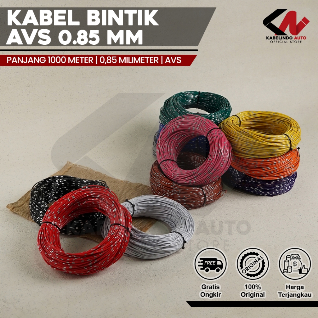 Jual Kabel Bintik AVS 0.85MM x 1000M Kabel Otomotif Body Mobil Motor Serabut Tembaga | Shopee ...