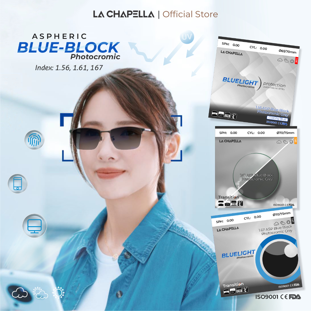 Jual La Chapella Lensa Kacamata Bluecromic Anti Radiasi + Anti Blue Ray ...