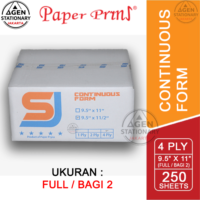 Jual KERTAS CONTINUOUS FORM SJ 9.5 X 11 4 PLY PAPER PRINT FULL BAGI 2 ...
