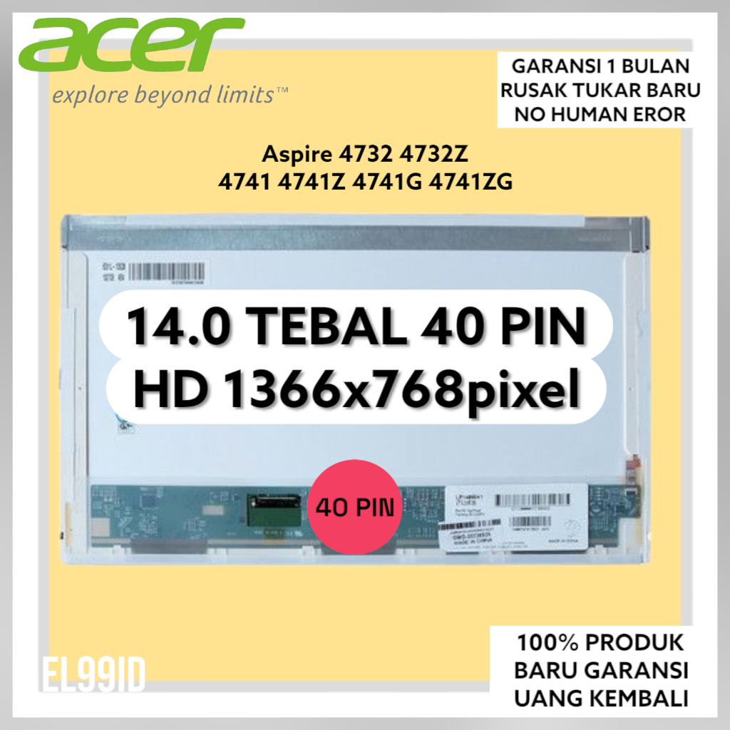 Jual LCD LED Acer Aspire 4732 4732Z 4741 4741Z 4741G 4741ZG | Shopee ...