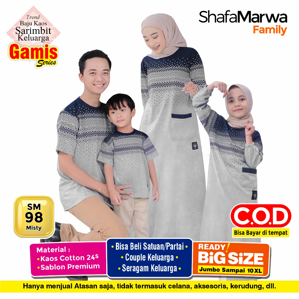 Jual Shafa Marwa Baju Couple Keluarga Sarimbit Family Set Gamis Muslim ...
