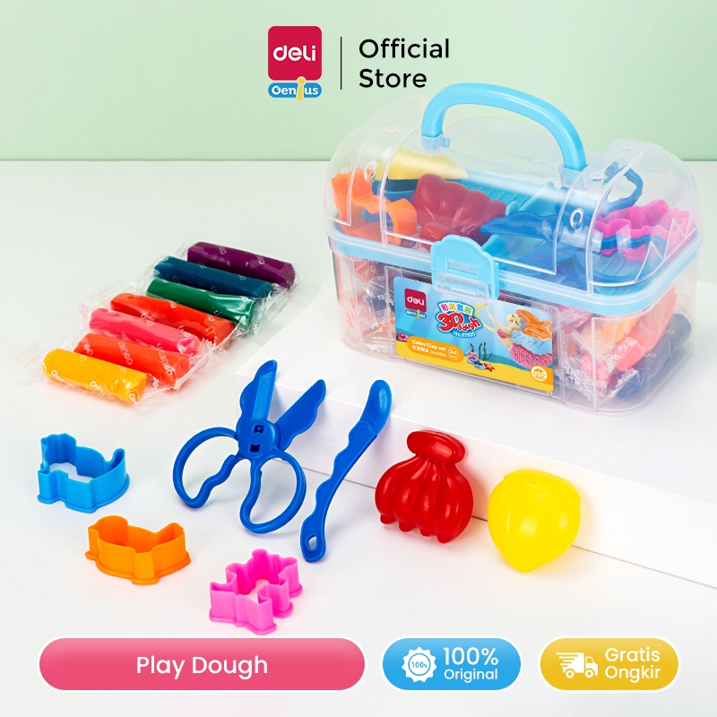 Jual Deli Genius Playdough Kit Set 24 Warna Lilin Mainan Edukasi Anak ...