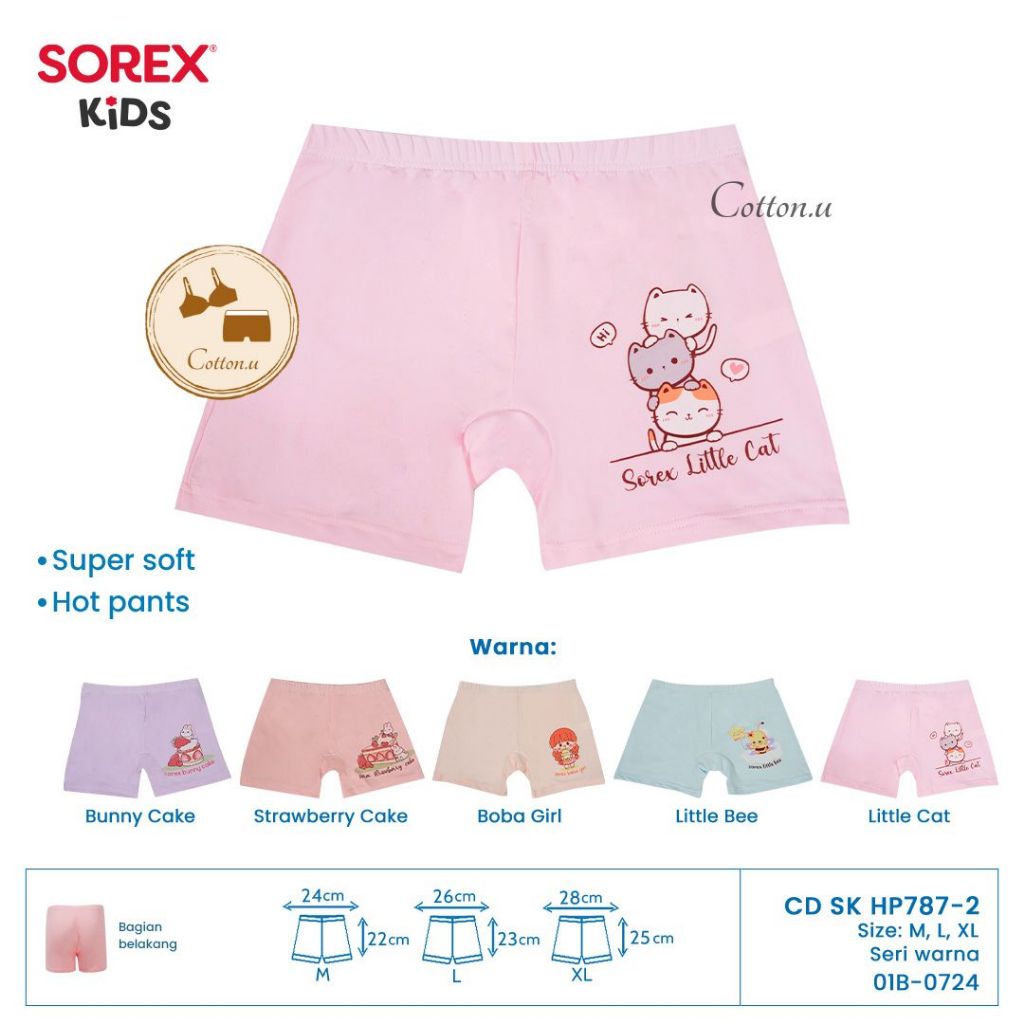 Jual (3 Pcs / 12 Pcs) CD Celana Dalam Anak Perempuan Sorex Kids Girl HP787, Boxer Anak Gambar ...