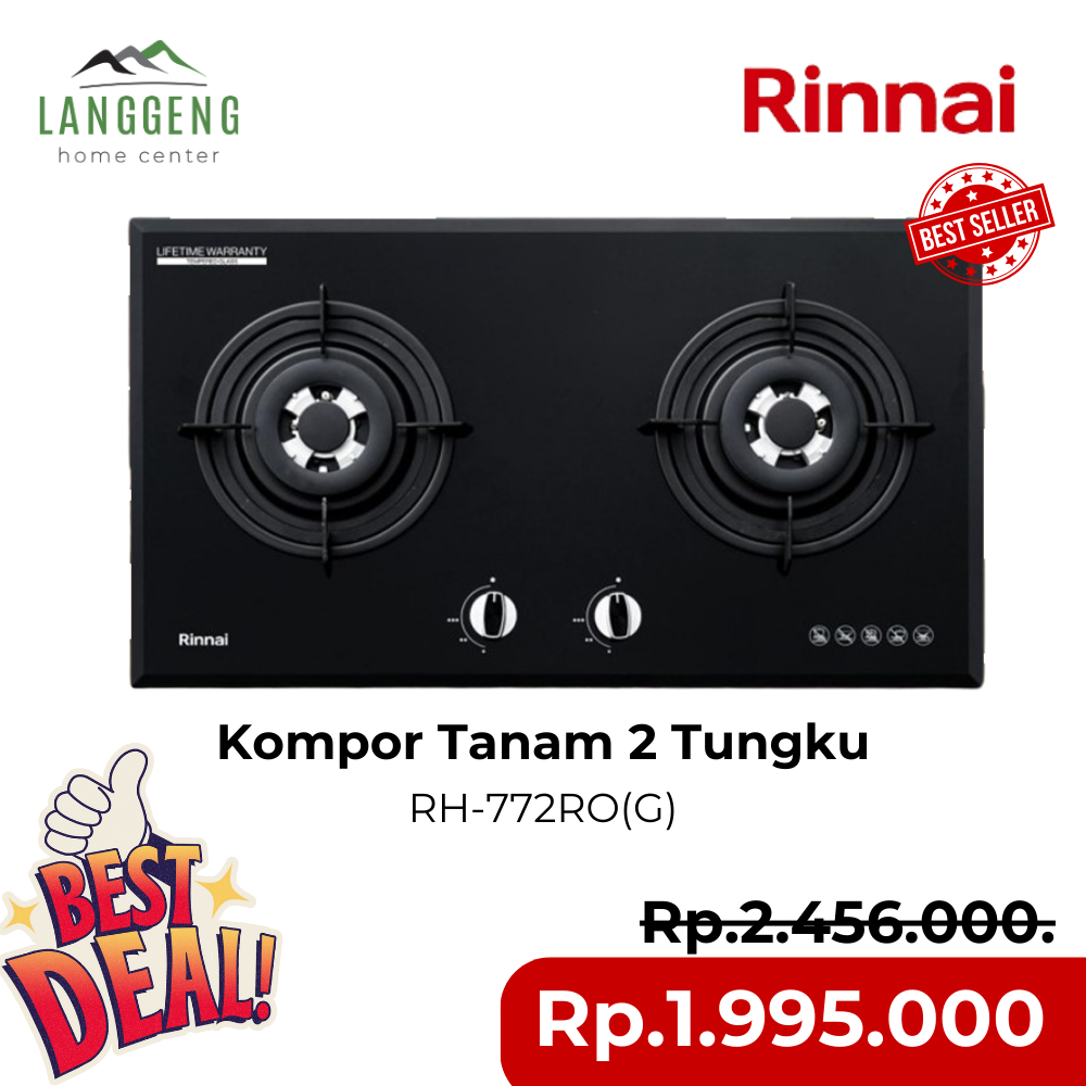 Jual PROMO SPESIAL RINNAI KOMPOR TANAM 2 TUNGKU RB-772RO(G) | Shopee Indonesia