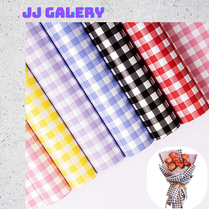 Jual Kertas Buket Bunga Motif Kotak Kotak Flower Wrapping Paper Square ...