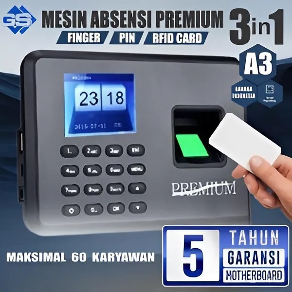 Jual MESIN ABSEN / MESIN ABSENSI / SIDIK JARI / FINGER PRINT A3 | Shopee Indonesia