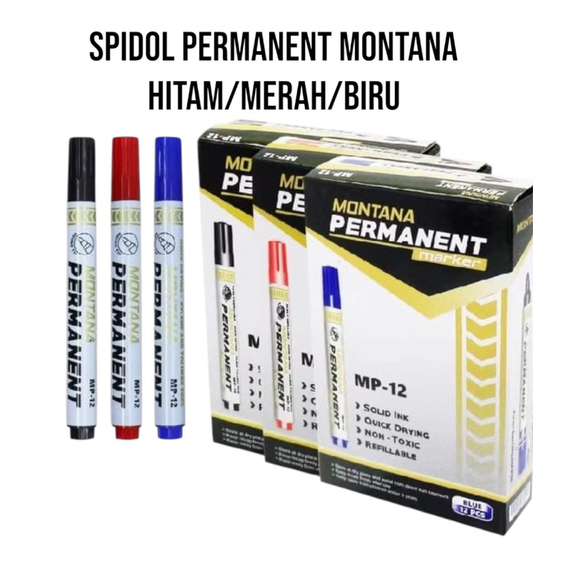 Jual Spidol Permanent Montana warna Hitam, Merah, dan Biru kualitas ...
